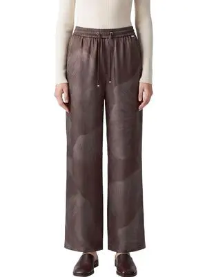 HERNO Herno Floral Print Silk Straight-Leg Trousers With Drawstring Waist