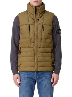 Stone Island Stone Island Quilted Nylon Vest With Funnel Neck And Compass Logo Green