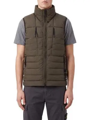 Stone Island Stone Island Quilted Nylon Vest With Funnel Neck And Compass Logo Grey