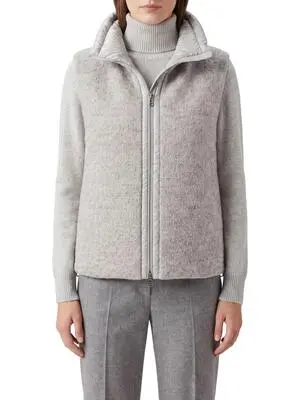 Herno Padded Wool Blend And Nylon High Neck Zip-up Gilet - Grey