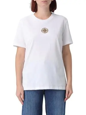 Elisabetta Franchi Cotton T-shirt With Metallic Logo - White