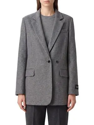 Pinko Double-breasted Wool Blend Blazer With Notch Lapels - Grey