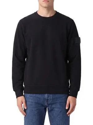 Stone Island Cotton Jersey Crewneck Sweatshirt With Compass Logo Patch - Blue