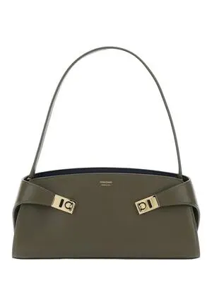 SALVATORE FERRAGAMO Ferragamo Hug Smooth Calfskin Leather Shoulder Bag With Laminated Logo