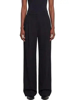 Stella McCartney Stella McCartney High-Waisted Wool Palazzo Trousers With Pleats Black