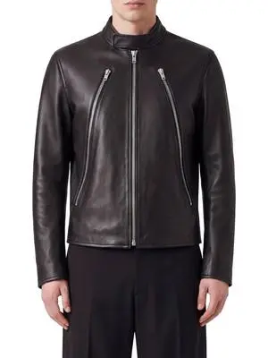 MAISON MARGIELA Lambskin Leather Biker Jacket With Four Stitches Logo - Black
