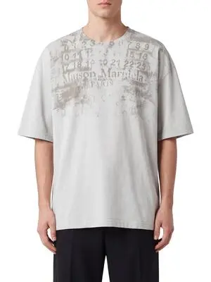 MAISON MARGIELA Relaxed Fit Cotton T-shirt With Numeric Logo Grey