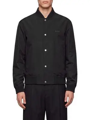 BOSS Technical Fabric Varsity Bomber Jacket - Black