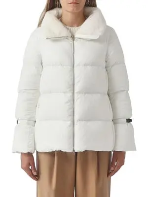 Herno Quilted Ultra-light Nylon Down Jacket With Fur Collar - White