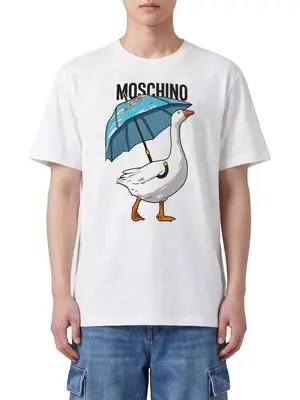 Moschino Graphic Print Cotton T-shirt With Dropped Shoulders - White