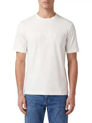 BOSS Slim Fit Cotton T-shirt With Tone-on-tone Logo - White