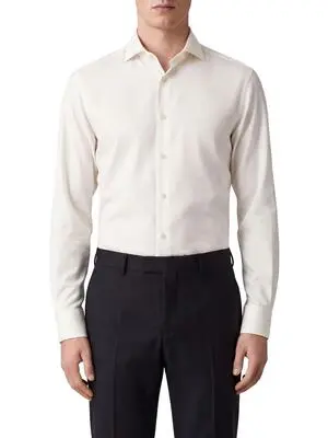 BOSS Slim-fit Stretch-cotton Shirt With French Collar - White