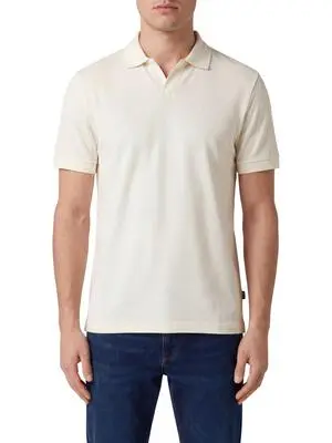 BOSS Short-sleeved Cotton Johnny Collar Polo Shirt - White