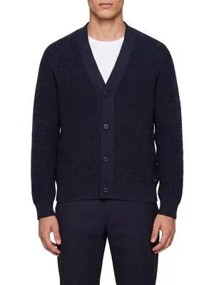 BOSS V-neck Cotton-blend Cardigan - Blue