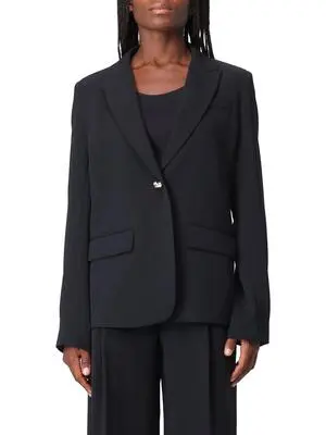 TWINSET Cropped Slim Fit Crêpe Blazer - Black