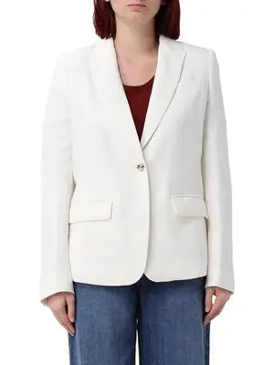 TWINSET Cropped Slim Fit Crêpe Blazer - White