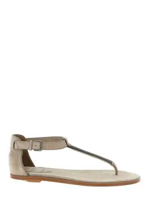 BRUNELLO CUCINELLI Brunello Cucinelli Suede Low-Heeled Thong Sandals