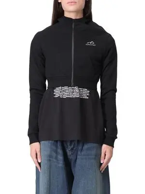 Balenciaga Cropped Cotton Zip-up Hoodie With Contrast Logo - Black