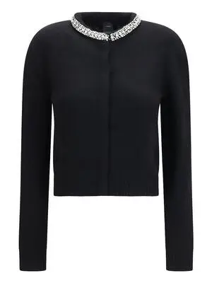 Pinko Pinko Wool-Blend Cardigan With Crystal Embellishments Black