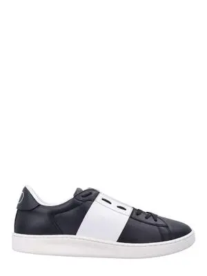 Valentino Garavani Open Royco Smooth Calfskin Sneakers With Vlogo Signature - Black