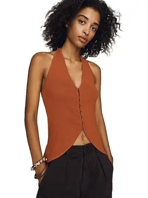 ANTHROPOLOGIE By Anthropologie Split-Front Halter Sweater