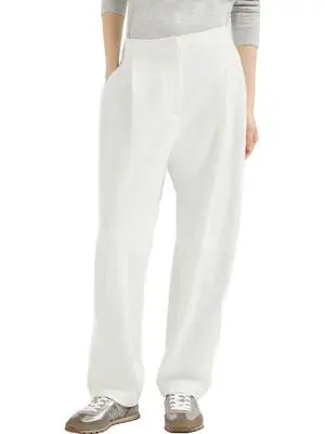 Brunello Cucinelli Cotton Smooth French Terry Pleated Track Trousers - White