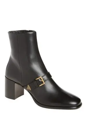 Prada Block Heel Ankle Bootie - Nero