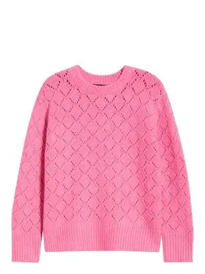 Deluc Pointelle Crewneck Sweater - Fuchsia