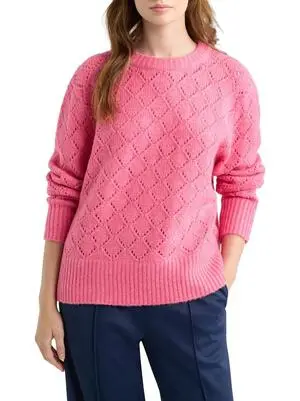 Deluc Pointelle Crewneck Sweater - Fuchsia
