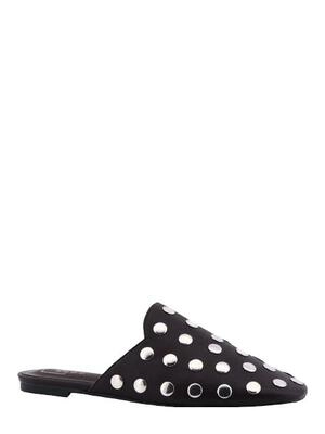 SHU SHOP Aretha Faux Leather Studded Flat Mule - Brown