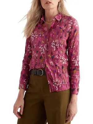 SEASALT CORNWALL Seasalt Cornwall Larissa Organic Cotton Crinkled Shirt Flora Study Rosa