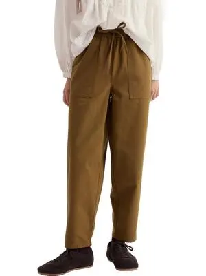 SEASALT CORNWALL Organic Cotton Crop Trousers - Fern Moss