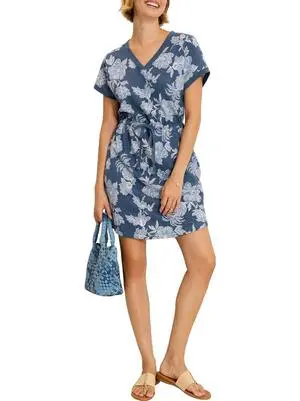 Tommy Bahama Marina Del Mar Print Tie Waist Dress - Dk Bluestone