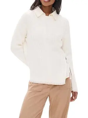HATLEY Side Zip Raglan Sweater - Cream