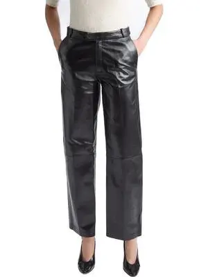ARMA Straight Leg Lambskin Leather Pants - Black