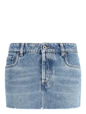 Miu Miu Miu Miu Frayed Hem Denim Mini Skirt Blue