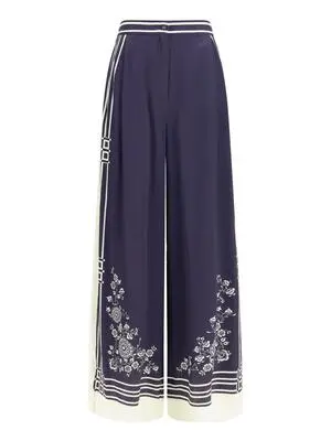 ALEMAIS Alemasis Banderra Silk Wide-leg Pants - Blue