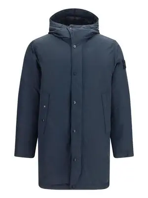 Stone Island Long Down Jacket - Blue