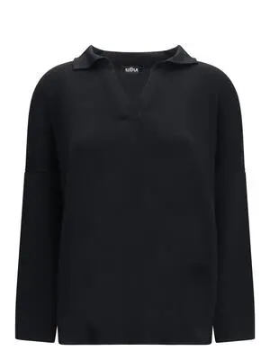 ELLA Wool Polo Collar Sweater - Black