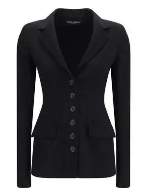 Dolce & Gabbana Stretch Wool Single Breasted Jacket - Black