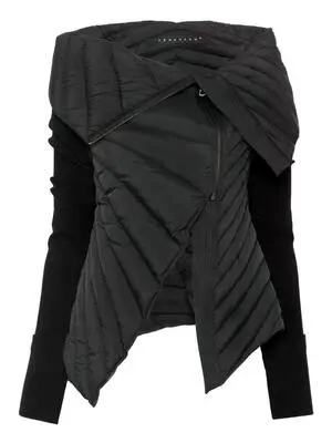 YEHUAFAN Quilted Asymmetric Puffer Jacket - Black