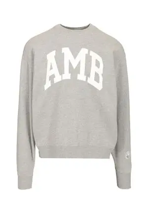 AMBUSH Crewneck Cotton Sweatshirt With Amb Print - Gray
