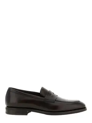 Santoni Santoni Gregor Loafers In Dark Brown Brushed Calf Leather Brown