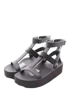 Hermès Leather Enid H Buckle Platform Sandals - Black