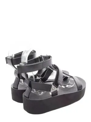 Hermès Leather Enid H Buckle Platform Sandals - Black