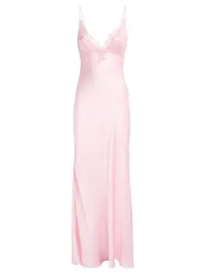Rosamosario Silk Lace-trim Maxi Slip Dress - Pink