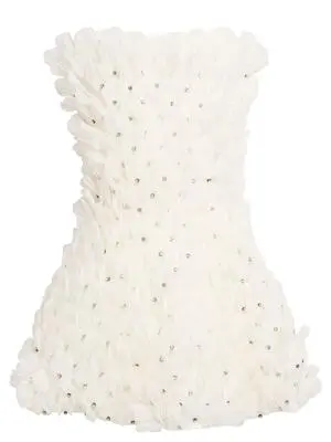 Stella McCartney Silk Embellished Strapless Mini Dress - White