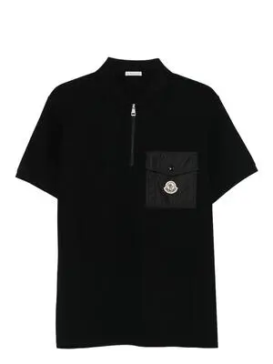 Moncler Logo Cotton Polo Shirt - Black