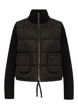 Moncler Wool And Nylon Padded Cardigan With Zip-up Front - Black