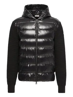 Moncler Wool And Nylon Padded Cardigan - Black